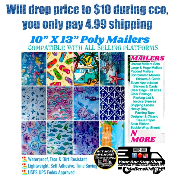 Mailers N More | Office | X 13 Poly Mailers Ocean Sea Beach Special ...